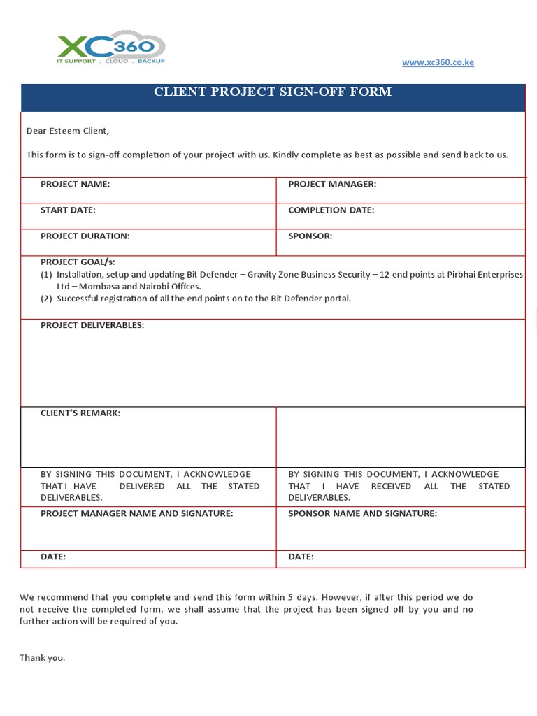 Client Project Sign-Off Form | PDF | Business