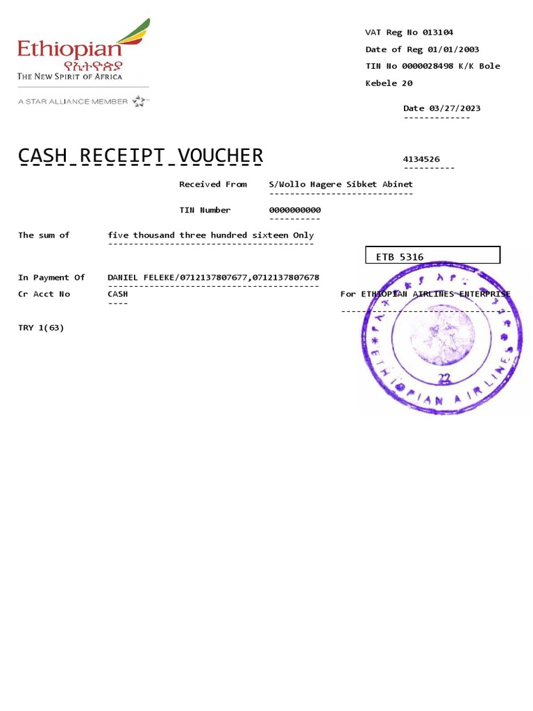 Cash Receipt Voucher | PDF