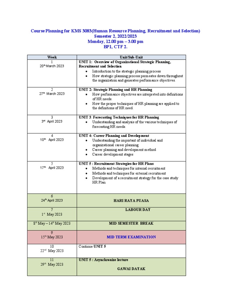 Course Plan | PDF Course Plan | PDF