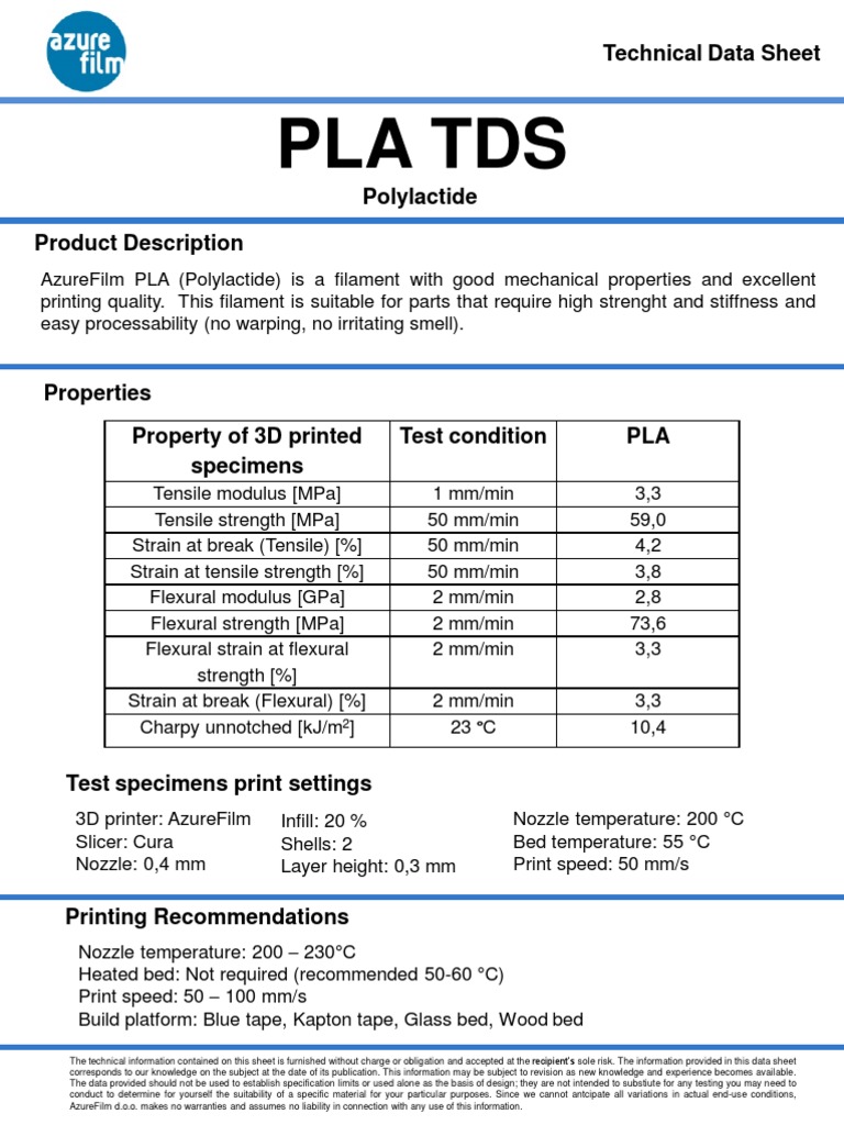 Pla TDS | PDF | Strength Of Materials | Civil Engineering