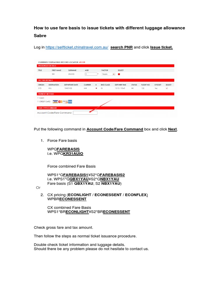 1S Agent Fare Command | PDF