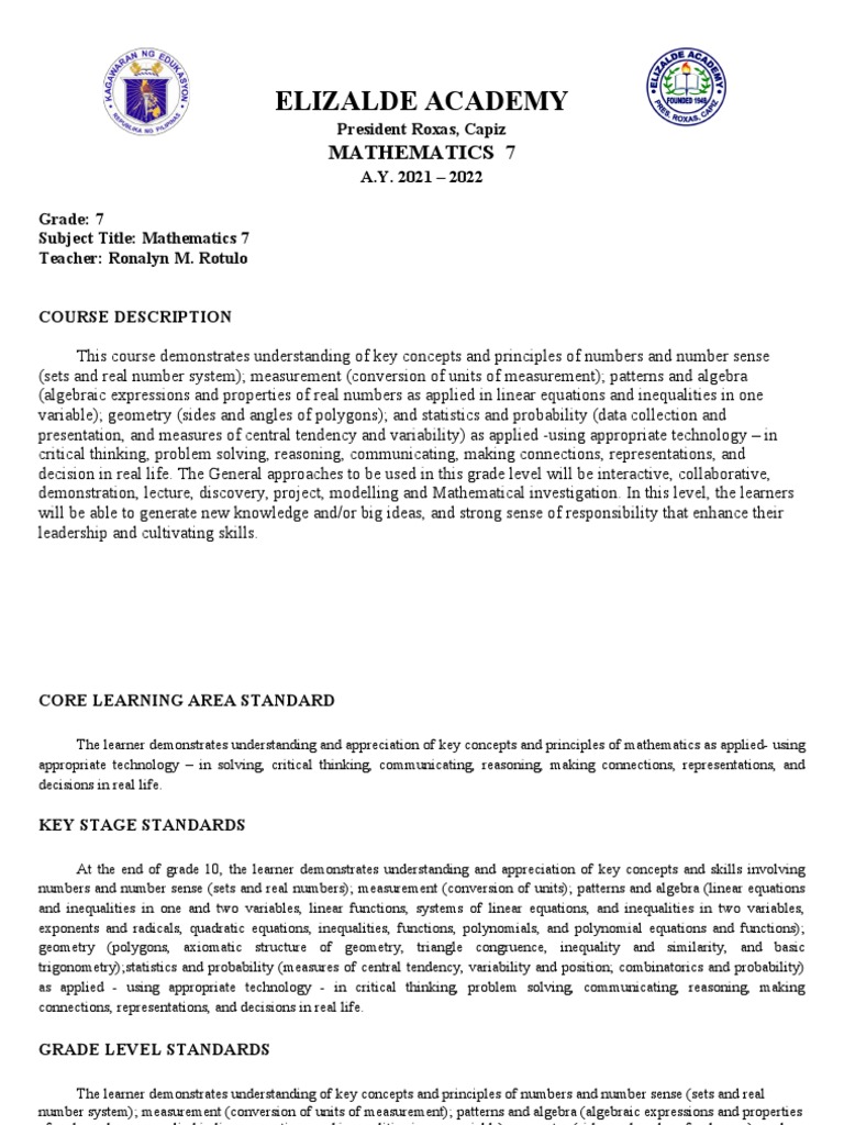 G7 Cur - Map Q2 | PDF | Equations | Polynomial