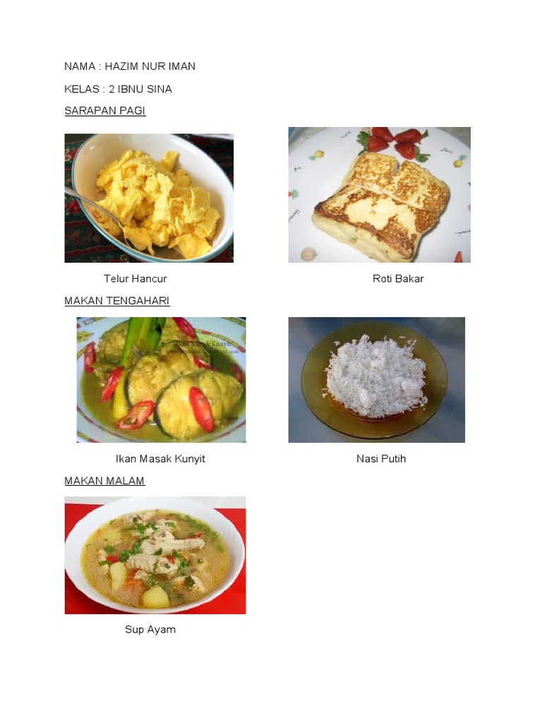 Menu Sarapan Pagi | PDF