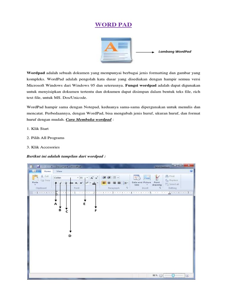 Panduan Dasar Menggunakan WordPad | PDF