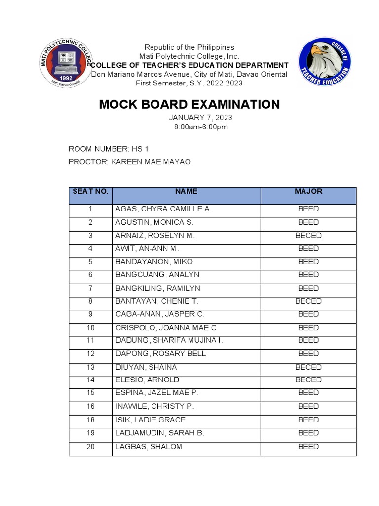 Room Assignment Mockboard | PDF