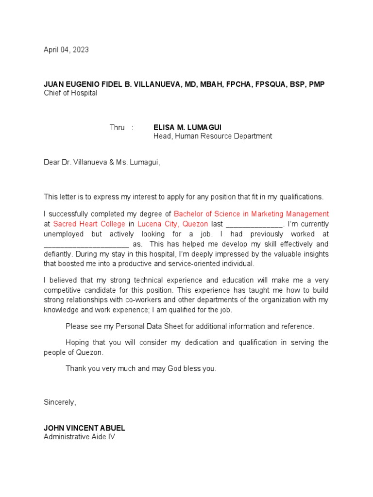 Application Letter | PDF