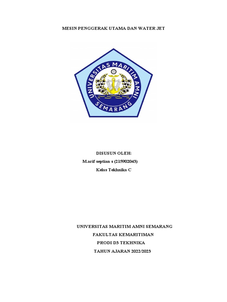 Mesin Penggerak Utama Dan Water Jet | PDF