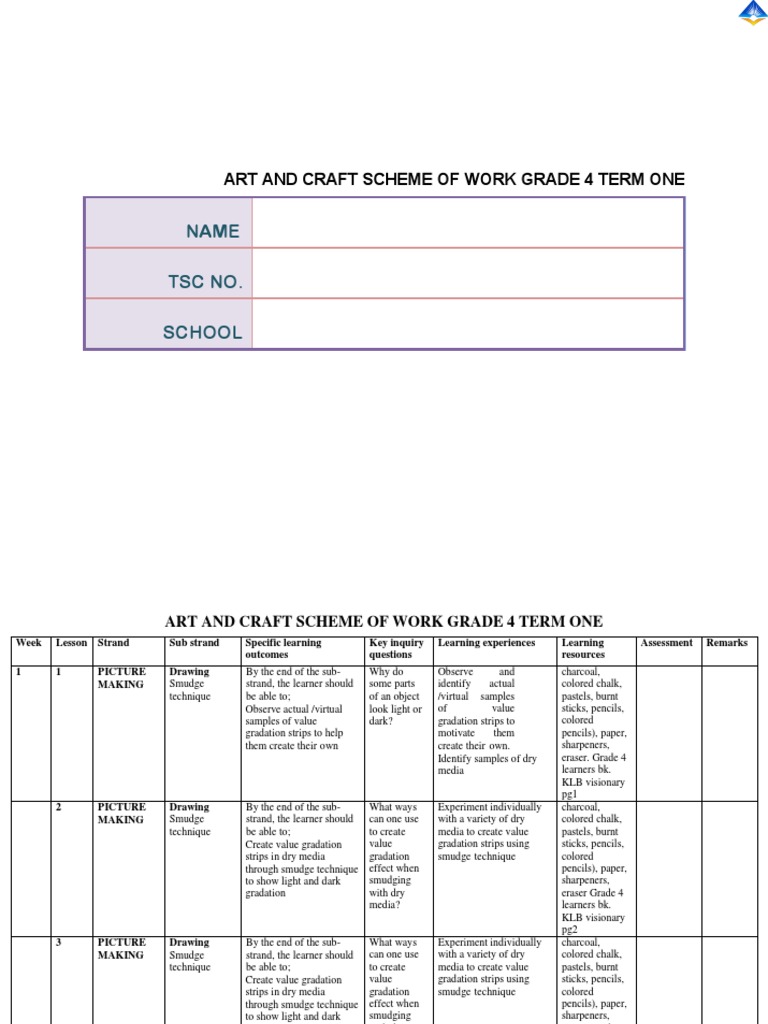 Art Craft Grade 4 Term 1 New | PDF | Drawing | Pencil
