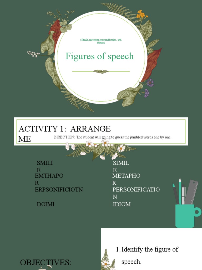 Figures of Speech: Definitions & Activities | PDF | Metaphor | Idiom