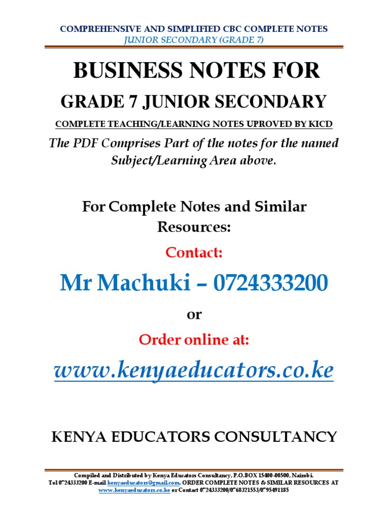 Grade 7 Business Notes | PDF