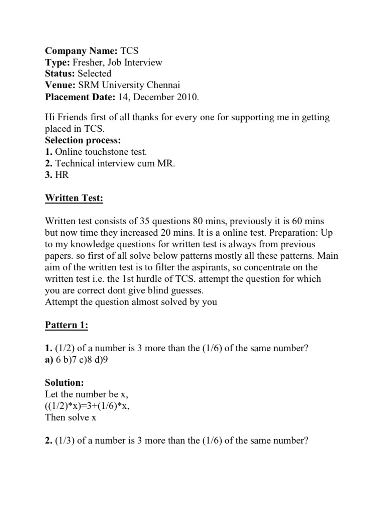 Tcs 72 Pattern | PDF | Nature | Teaching Mathematics