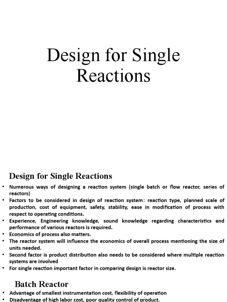 Design of Single Reactions | PDF | Chemical Reactor | Chemistry