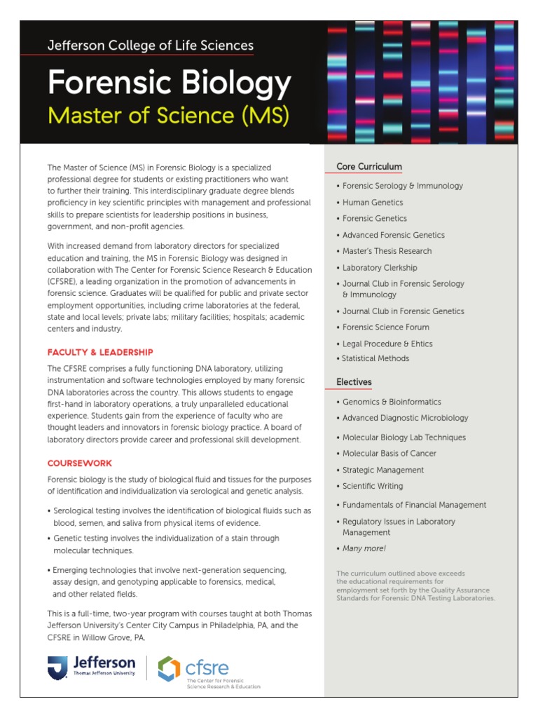 MS in Forensic Biology Program | PDF | Forensic Science | Dna Sequencing