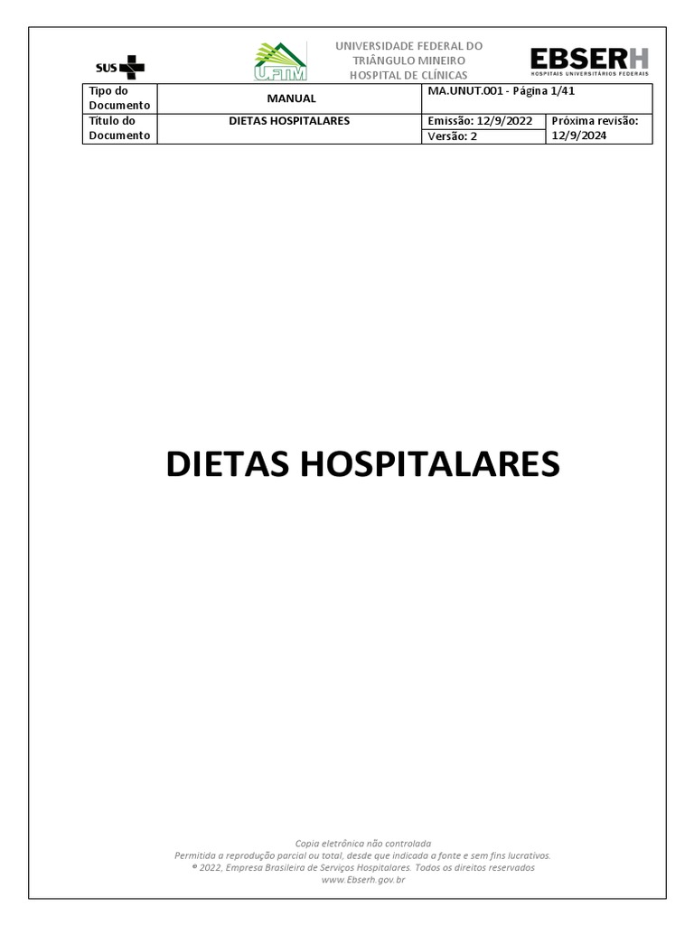 Manual de Dietas Hospitalares v2 Final | PDF | Alimentos | Nutrientes