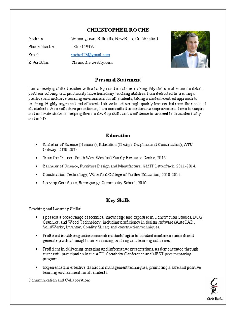Christopher Roche CV | PDF | Teachers | Collaboration