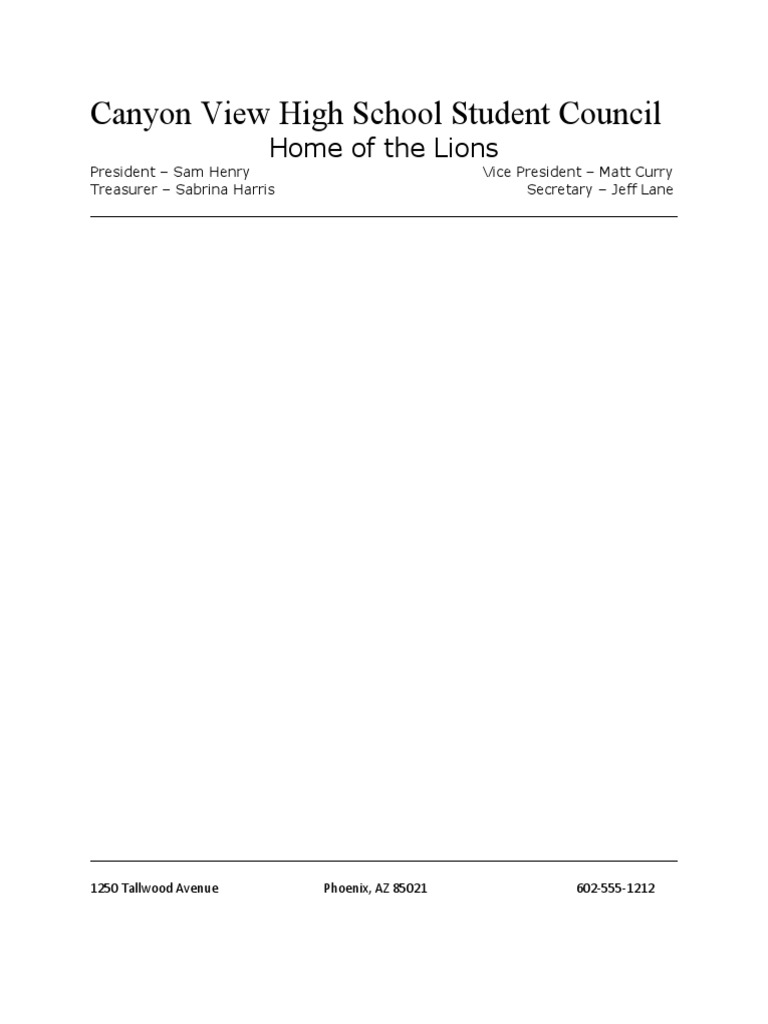 Canyon View High School Student Council 7 | PDF