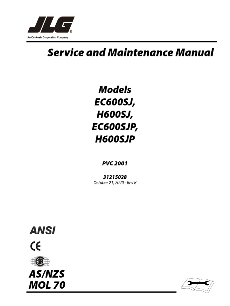 Service and Maintenance Manual: Models EC600SJ, H600SJ, EC600SJP ...