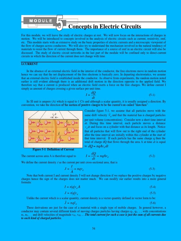 Concepts in Electric Circuits: DQ I DT | PDF | Electrical Resistivity ...
