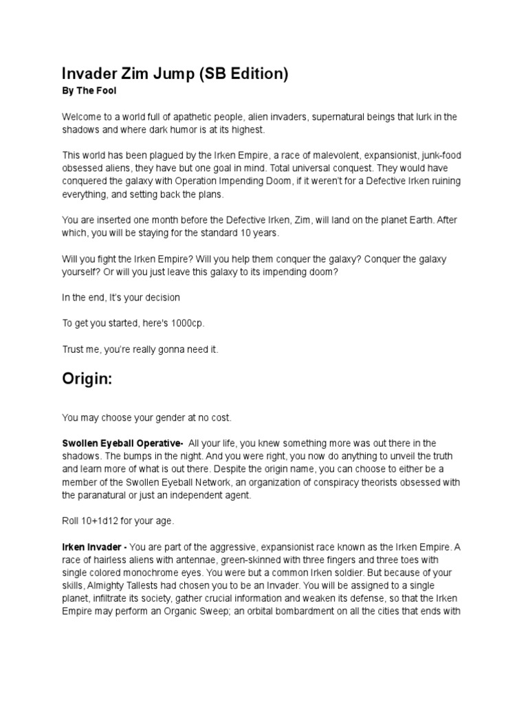 Invader Zim Jump (SB Edition) | PDF