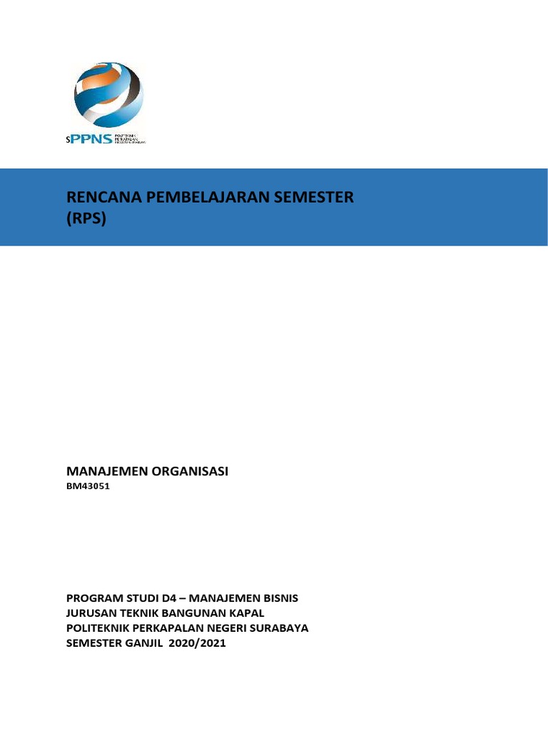 RPS Manajemen Organiasi 2020 | PDF