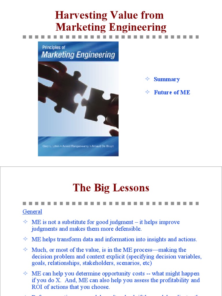 Principles - Ch8 - Harvesting Value From Marketing Engineering | PDF ...