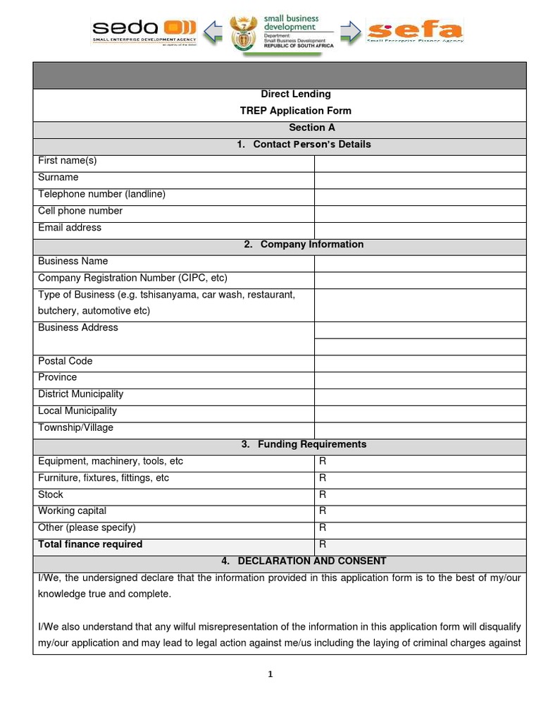 TREP Application Form - 09 March 22 | PDF | Business | Loans