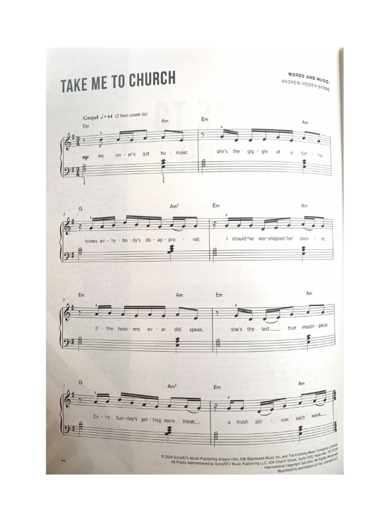 Trinity Keyboards Grade 5 - Take Me To Church | PDF