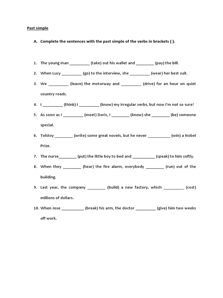 Past simple worksheet | PDF