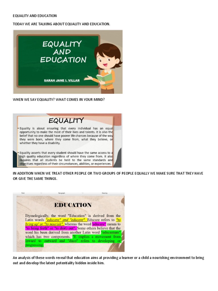 Equality And Education Report Pdf Social Equality Discrimination