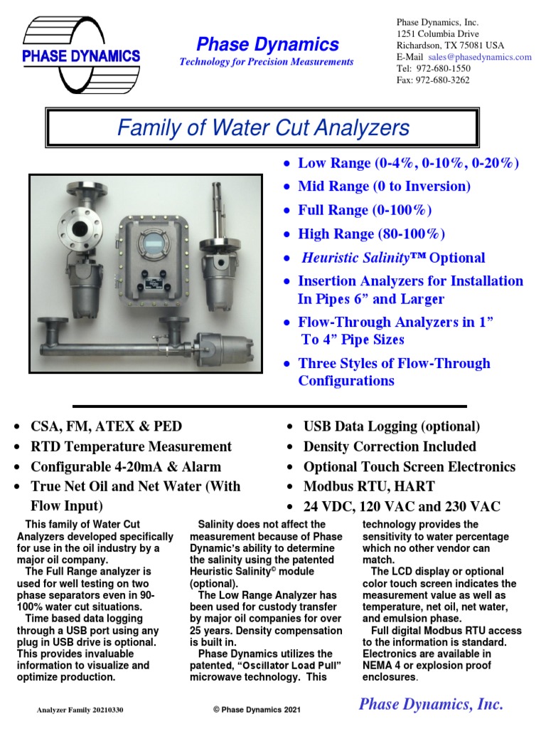 Water Cut Analyzer Brochure | PDF | Water | Electrical Engineering