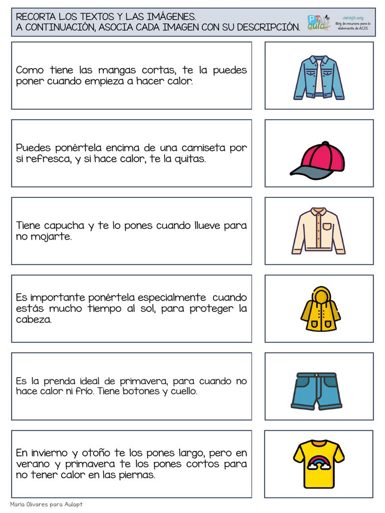 Comprension Lectora Prendas Primavera | PDF