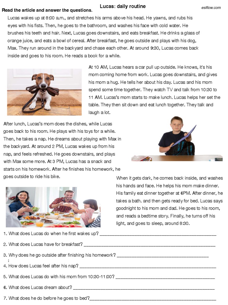 Lucas's Daily Routine Explained | PDF