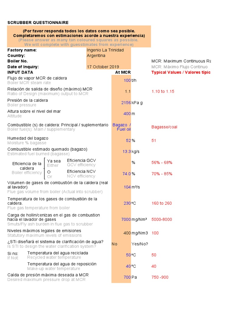 Scrubber Questionnaire | PDF | Ciencias fisicas | Ingeniería de Procesos