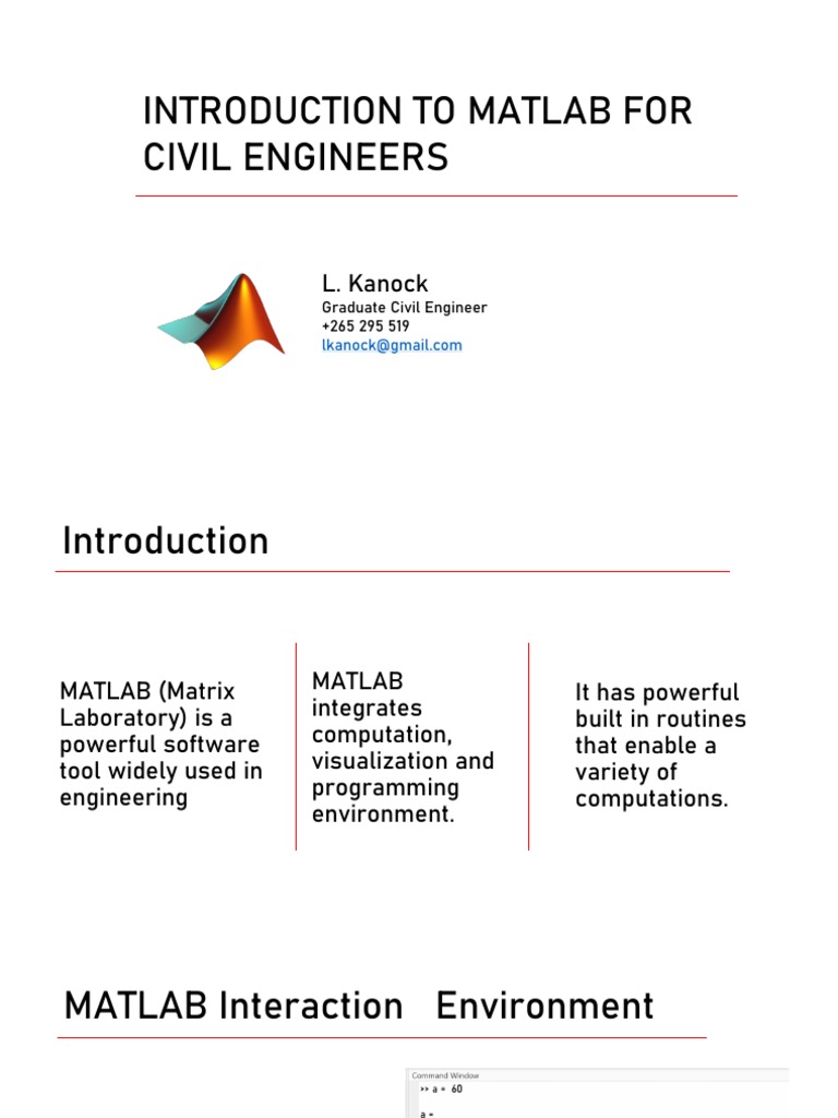 Introduction to the Versatile Computational Tool MATLAB for Civil Engineers | PDF | Matlab ...