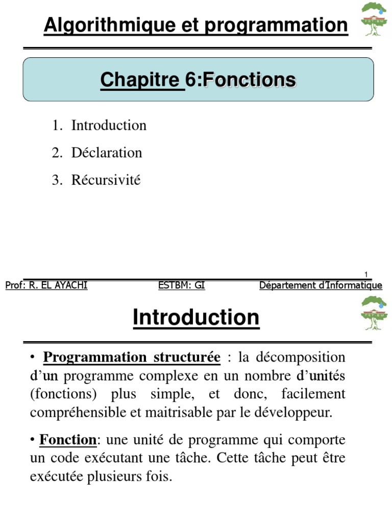 Chapitre N°6 - Introduction À La Programmation C (2) - 1 | PDF | Programmation informatique ...