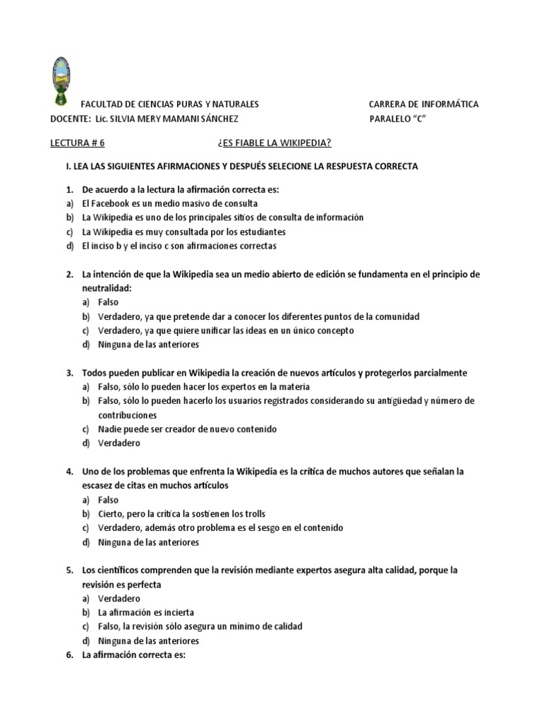 Fiabilidad de Wikipedia en Educación | PDF | Informática