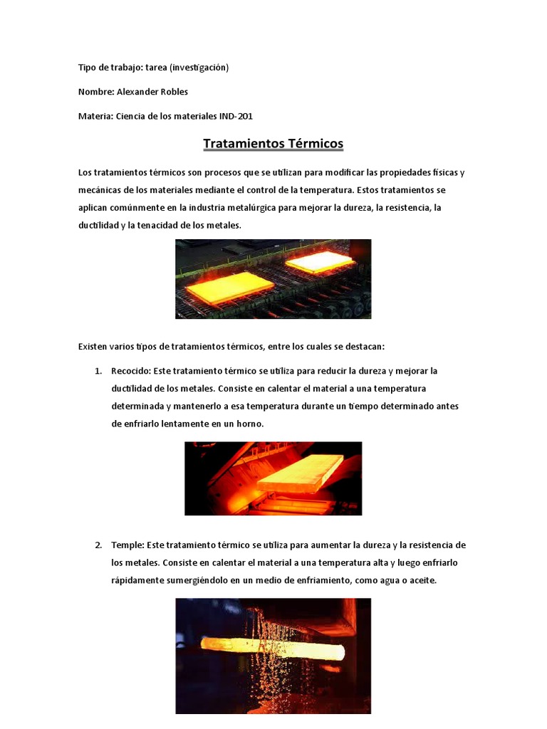 Tratamiento Termico | Descargar gratis PDF | Tratamiento a base de calor | Ciencia de los Materiales