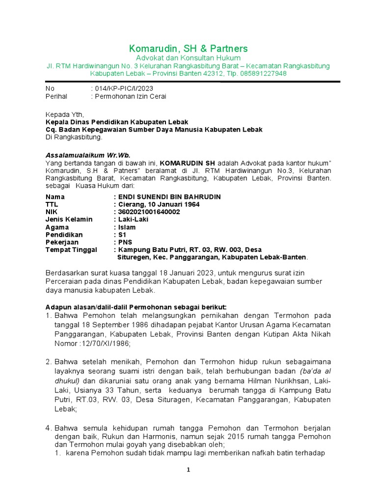 Surat Permohonan Endy | PDF