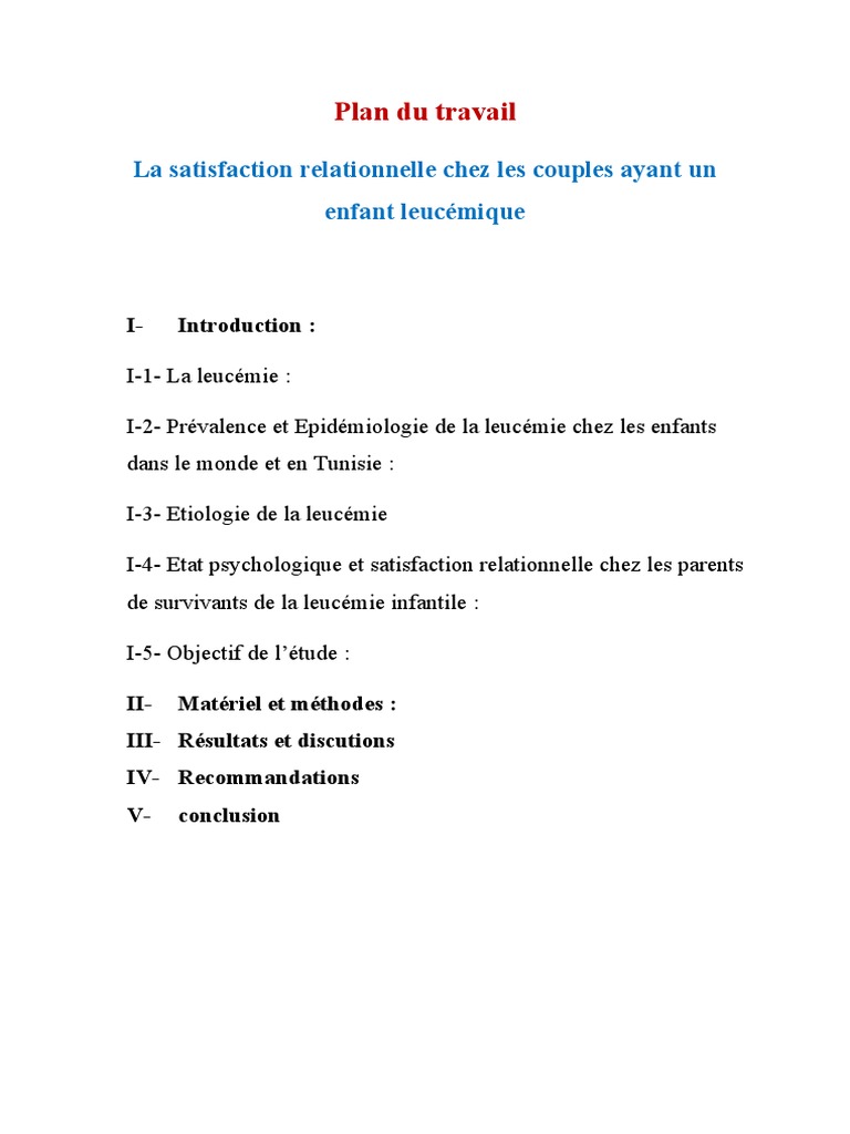 Plan Du Travail: La Satisfaction Relationnelle Chez Les Couples Ayant ...