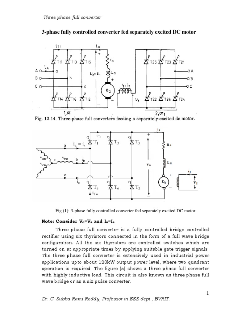 Unit-II - Part-II - Three Phase Full Converter - Drives FED | PDF ...