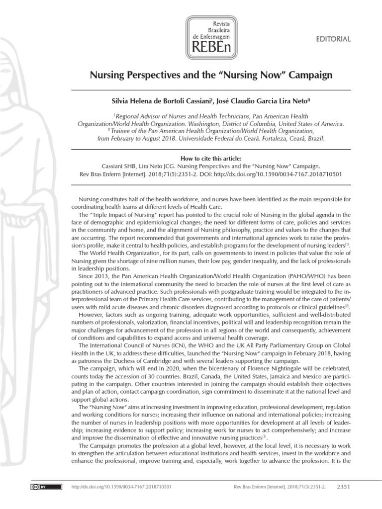 Nursing Perspectives on the 'Nursing Now' Campaign | PDF | Nursing | Public Services