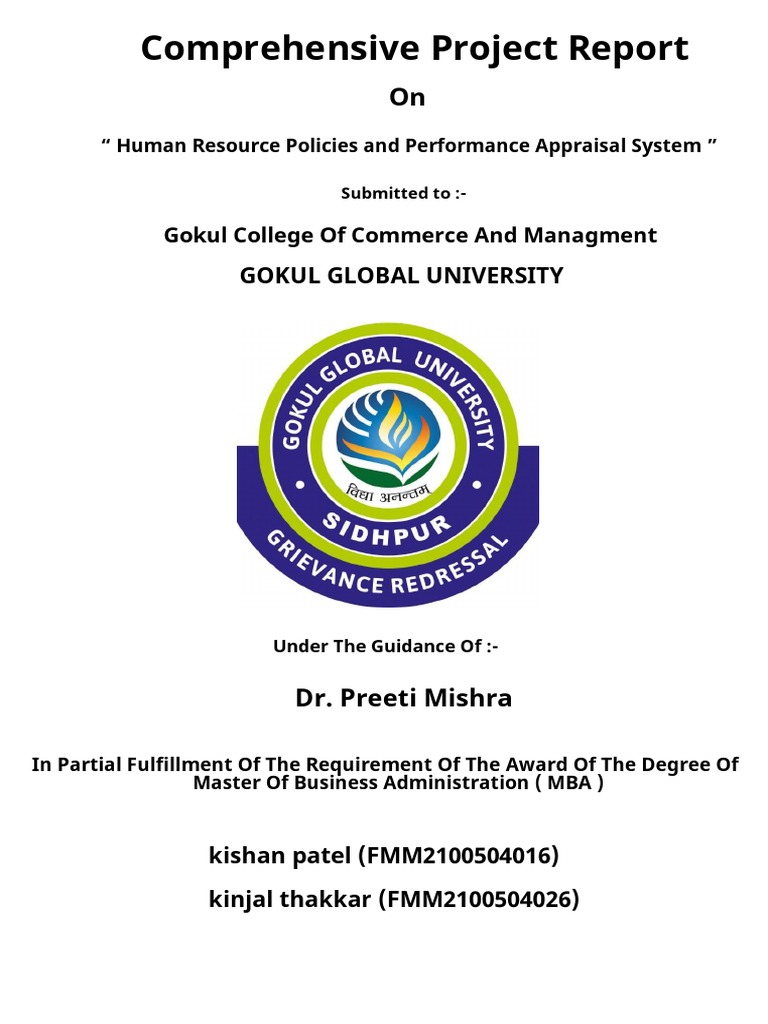 Comprehensive Project Report: Gokul Global University | PDF | Human Resource Management ...