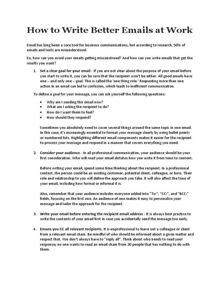 How To Write Better Emails at Work | PDF | Communication | Human ...