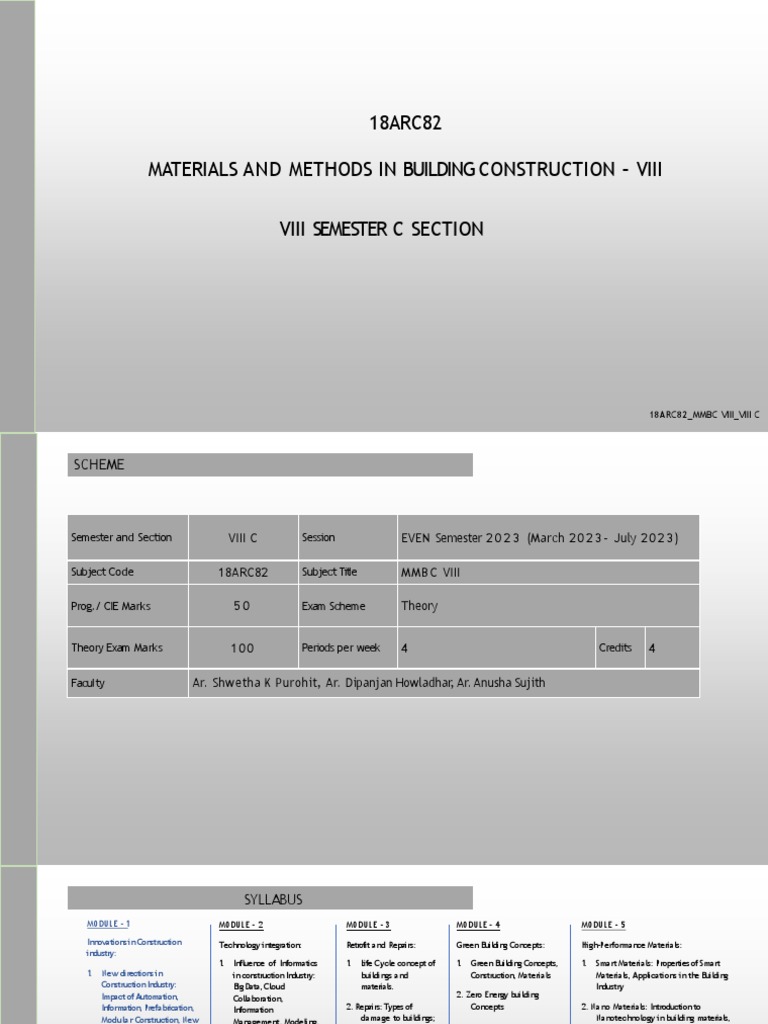 Module - 1 - Viii C | PDF | Building Automation | Concrete