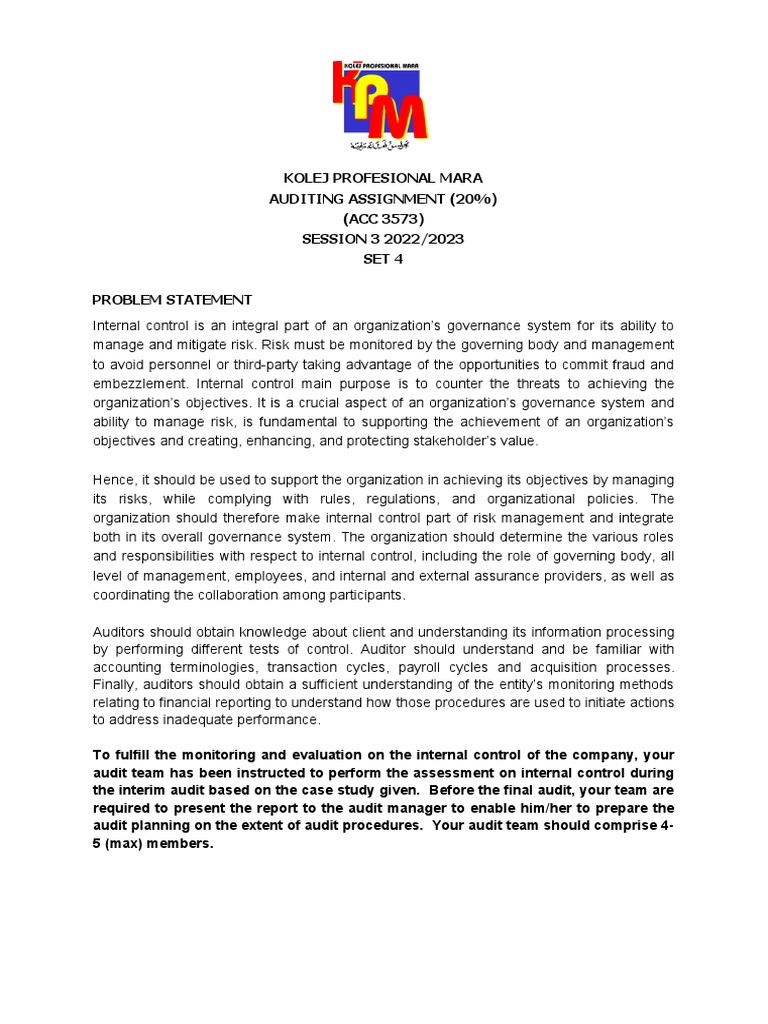 Asgn Ses 3 2021 Set 4 | Download Free PDF | Internal Control | Business