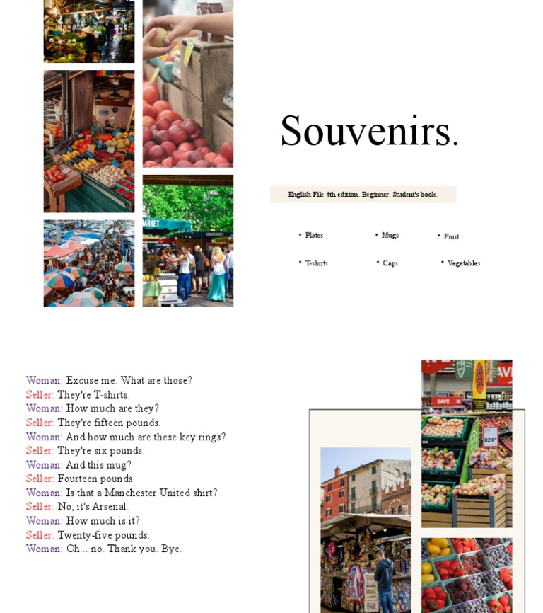 Souvenirs.: English File 4th Edition. Beginner. Student's Book | PDF ...