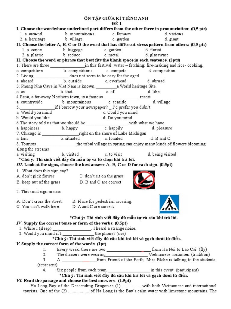 III. Look at The Signs, Choose The Best Answer A, B, C or D For Each ...