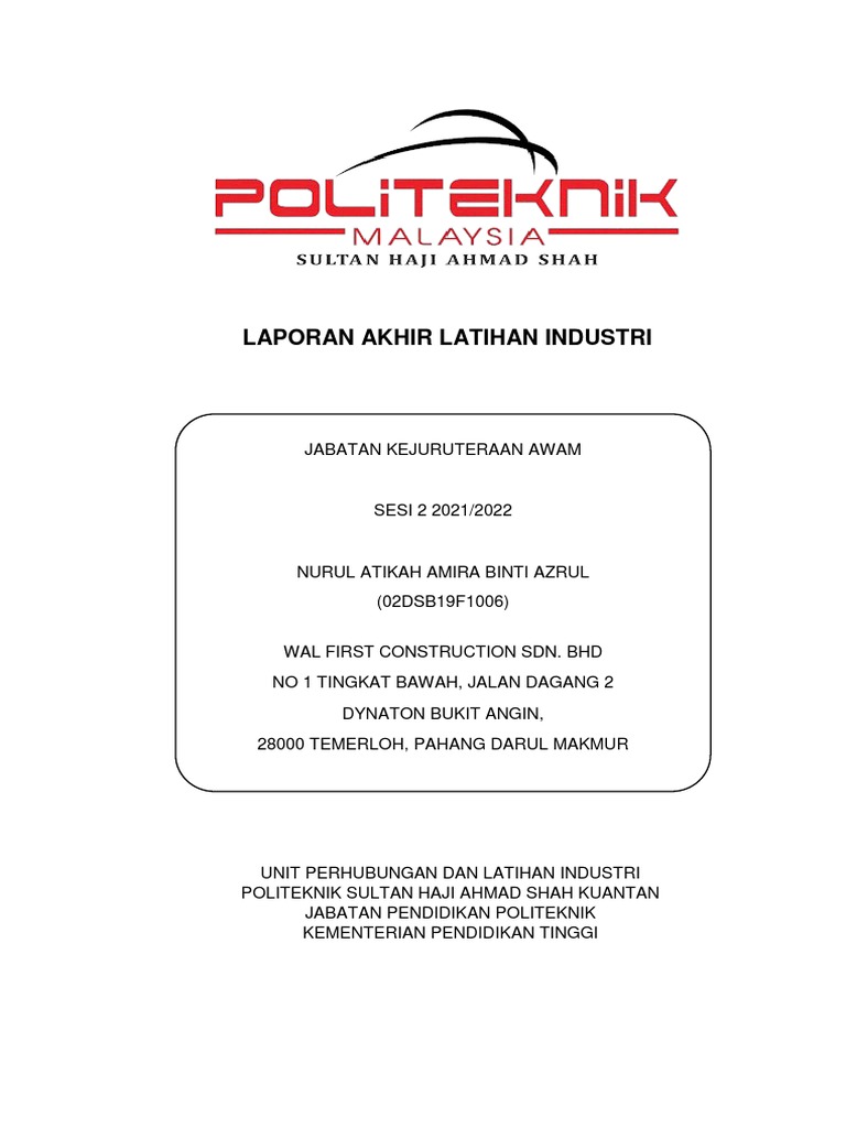 Laporan Akhir Latihan Industri | PDF