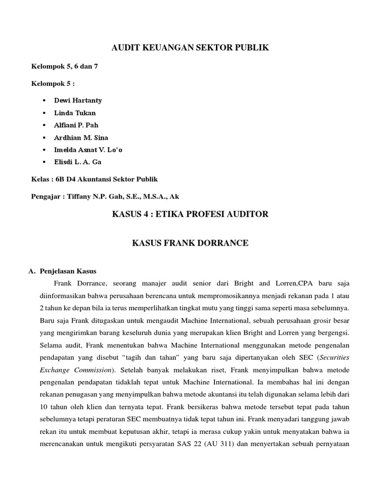 Kasus - 4 - Etika Profesi Auditor | PDF