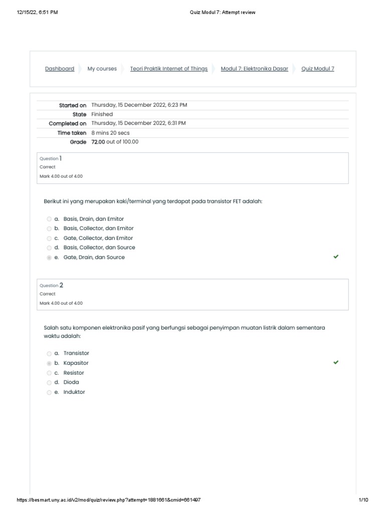 Quiz Modul 7 - Attempt Review | PDF | Metode & Bahan Ajar | Teknologi & Rekayasa